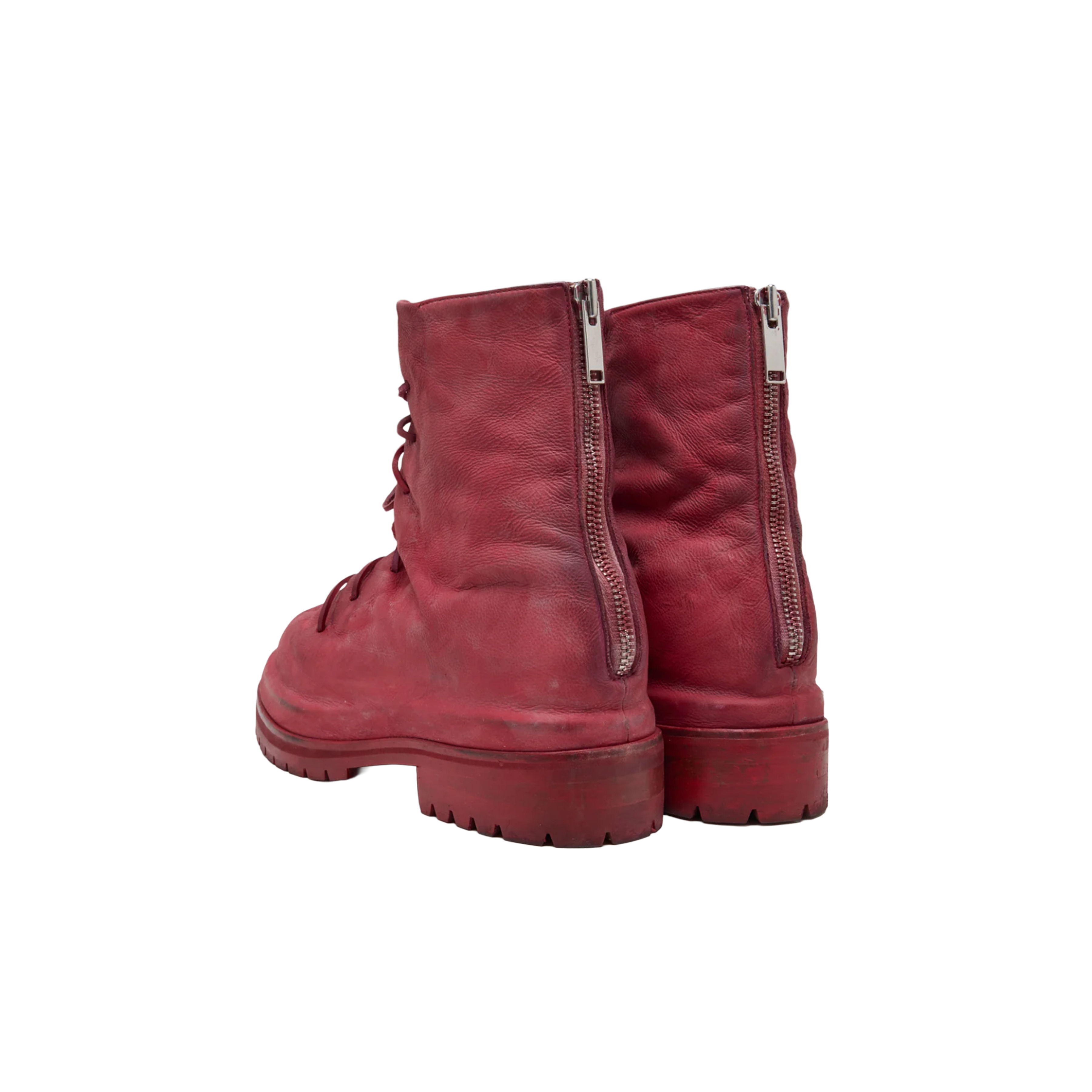 Nabuk Leather Lace-up Marathon Boot in Red – Riccardi Boston